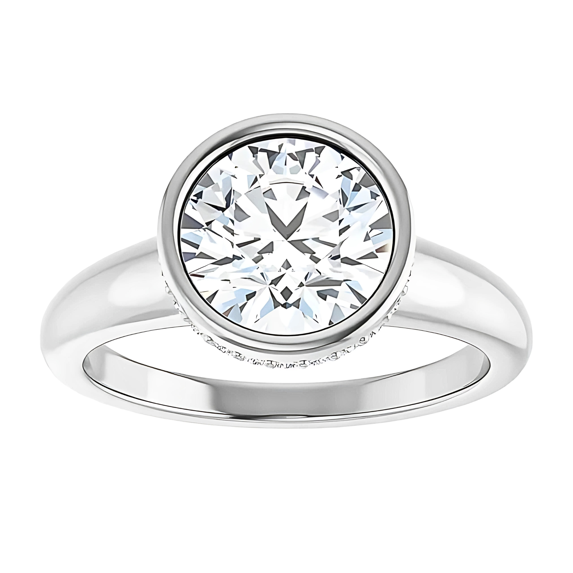 Imogen Hidden Halo Solitaire Bezel Engagement Ring Setting – LAUREN ...